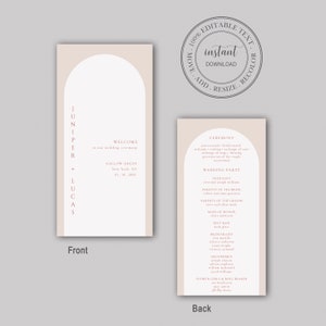 JUNIPER Arched Boho Wedding Program Template, Terracotta Wedding Program Editable, Burnt Orange ...