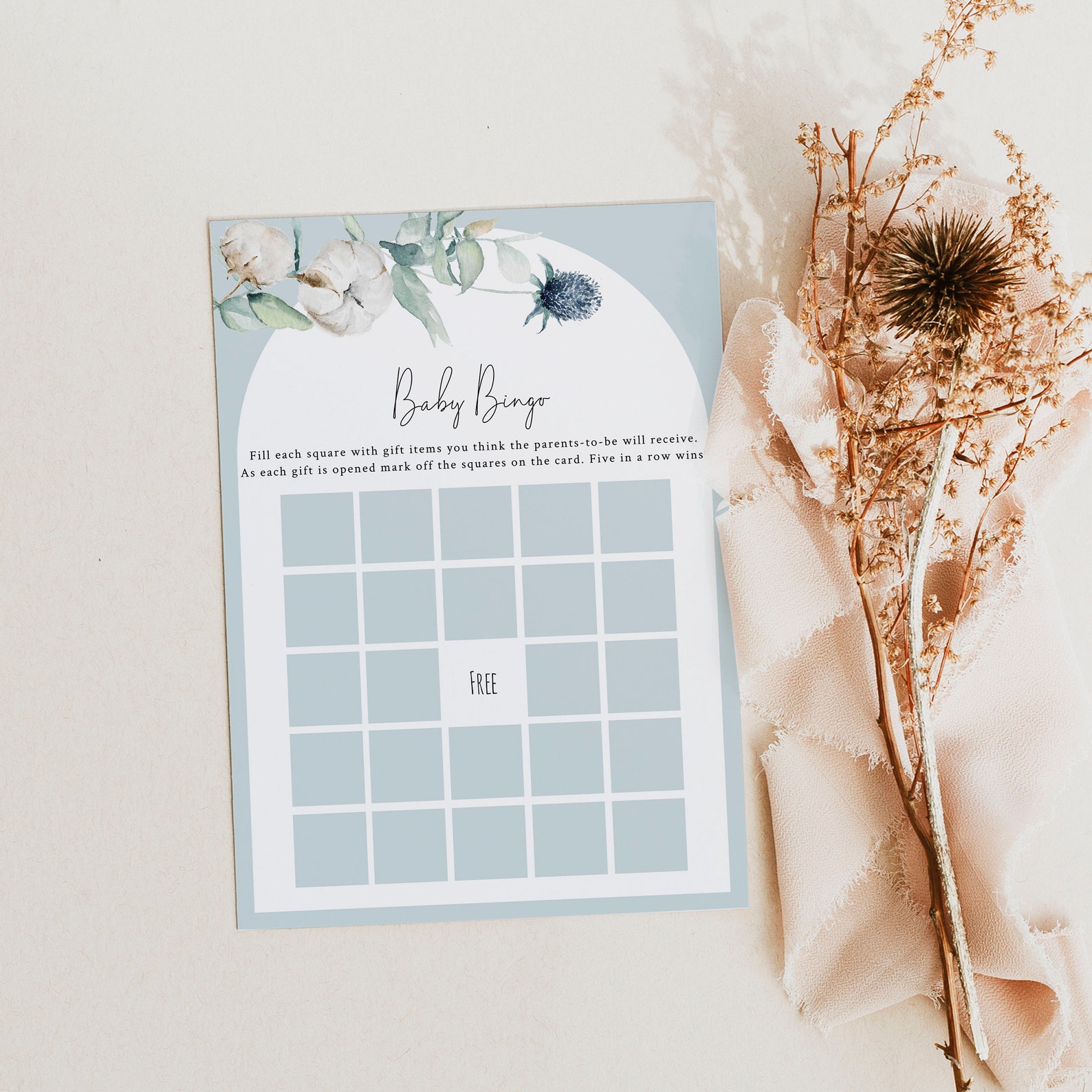 NINA Dusty Blue Baby Shower Games Bundle Editable Floral - Etsy