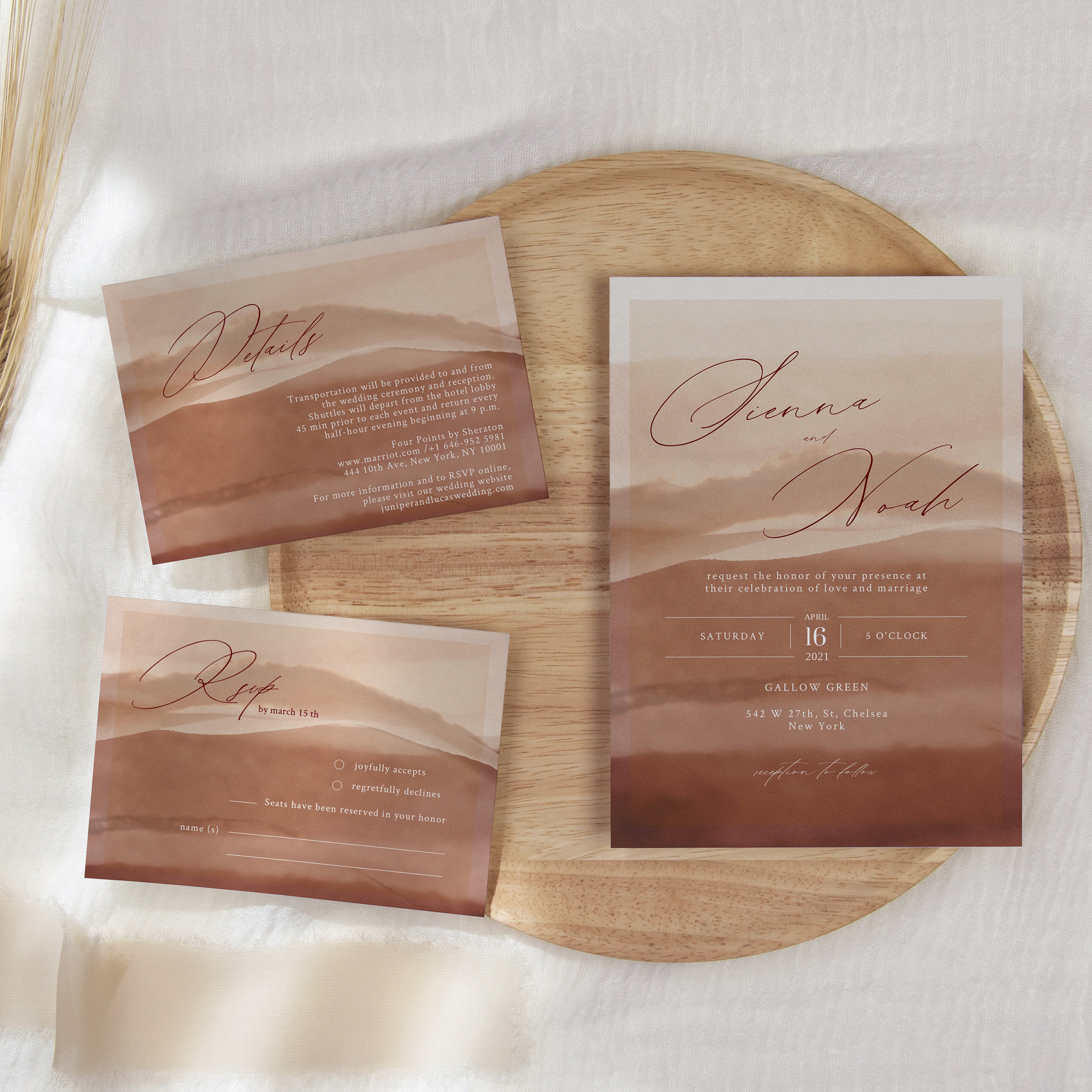 SIENNA Burnt Orange Wedding Invitation Template Terracotta | Etsy