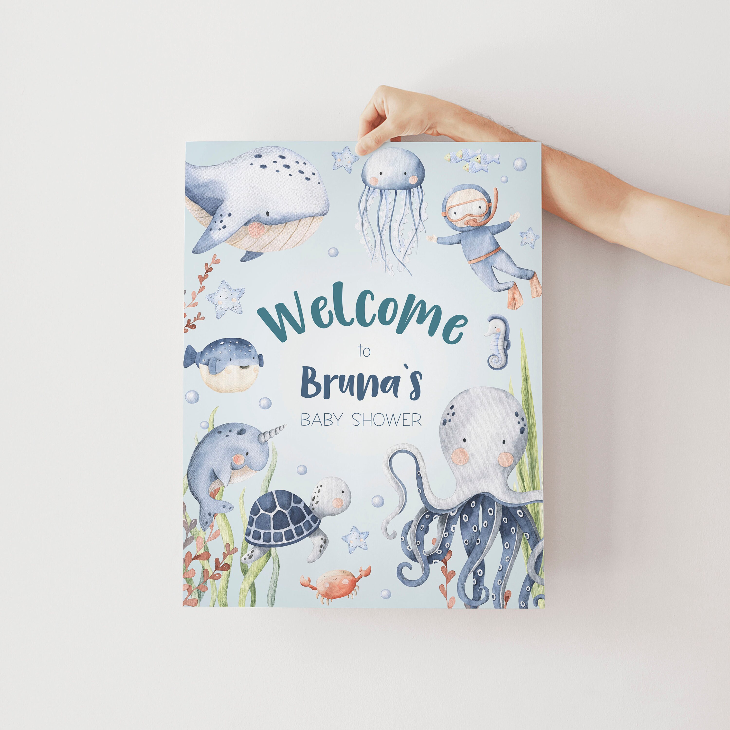 BRUNA Under the Sea Baby Shower Welcome Sign Ocean & Sea - Etsy