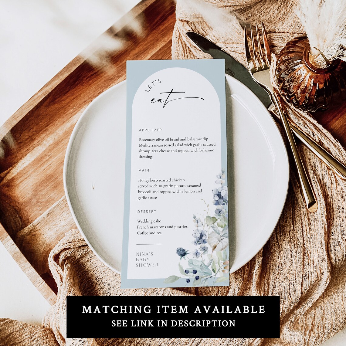 NINA - Dusty Blue Baby Shower Welcome Sign, Editable Boho Welcome Sign ...