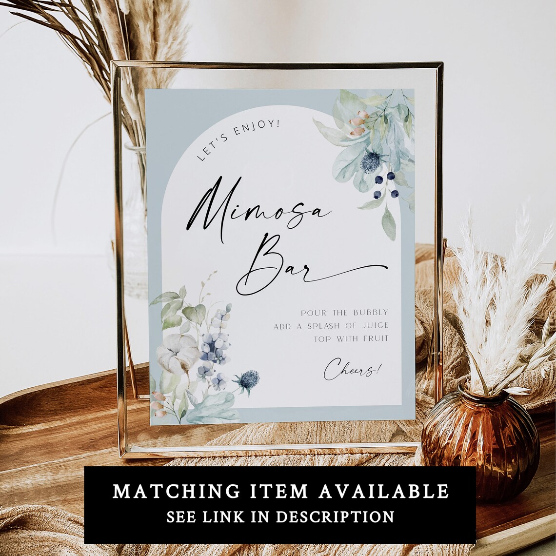 NINA Dusty Blue Baby Shower Welcome Sign Editable Boho - Etsy