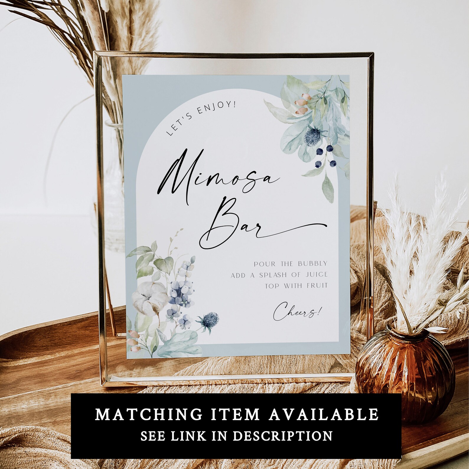NINA - Dusty Blue Baby Shower Welcome Sign, Editable Boho Welcome Sign ...