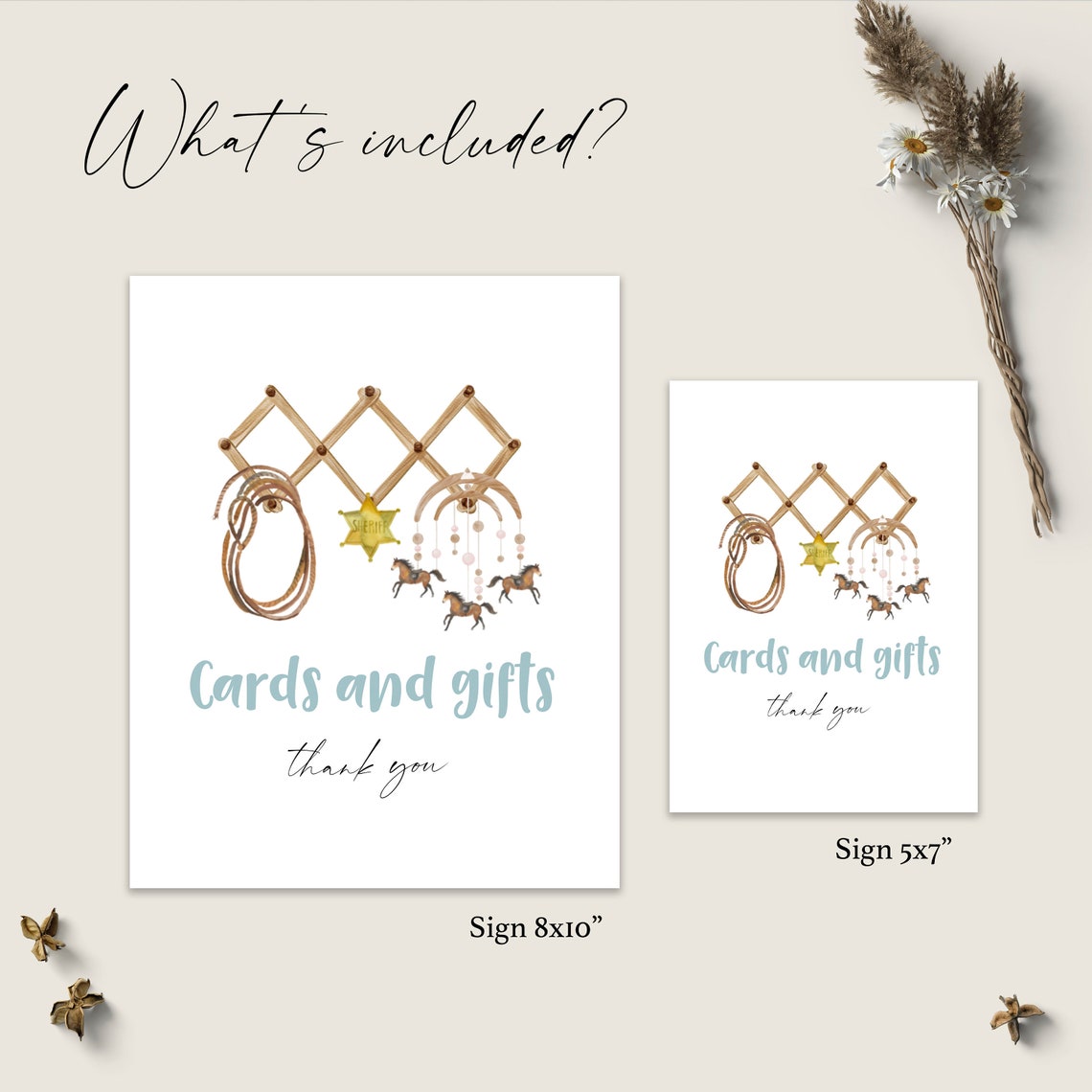 MAEVE Cowboy Baby Shower Editable Cards and Gifts Sign Wild - Etsy