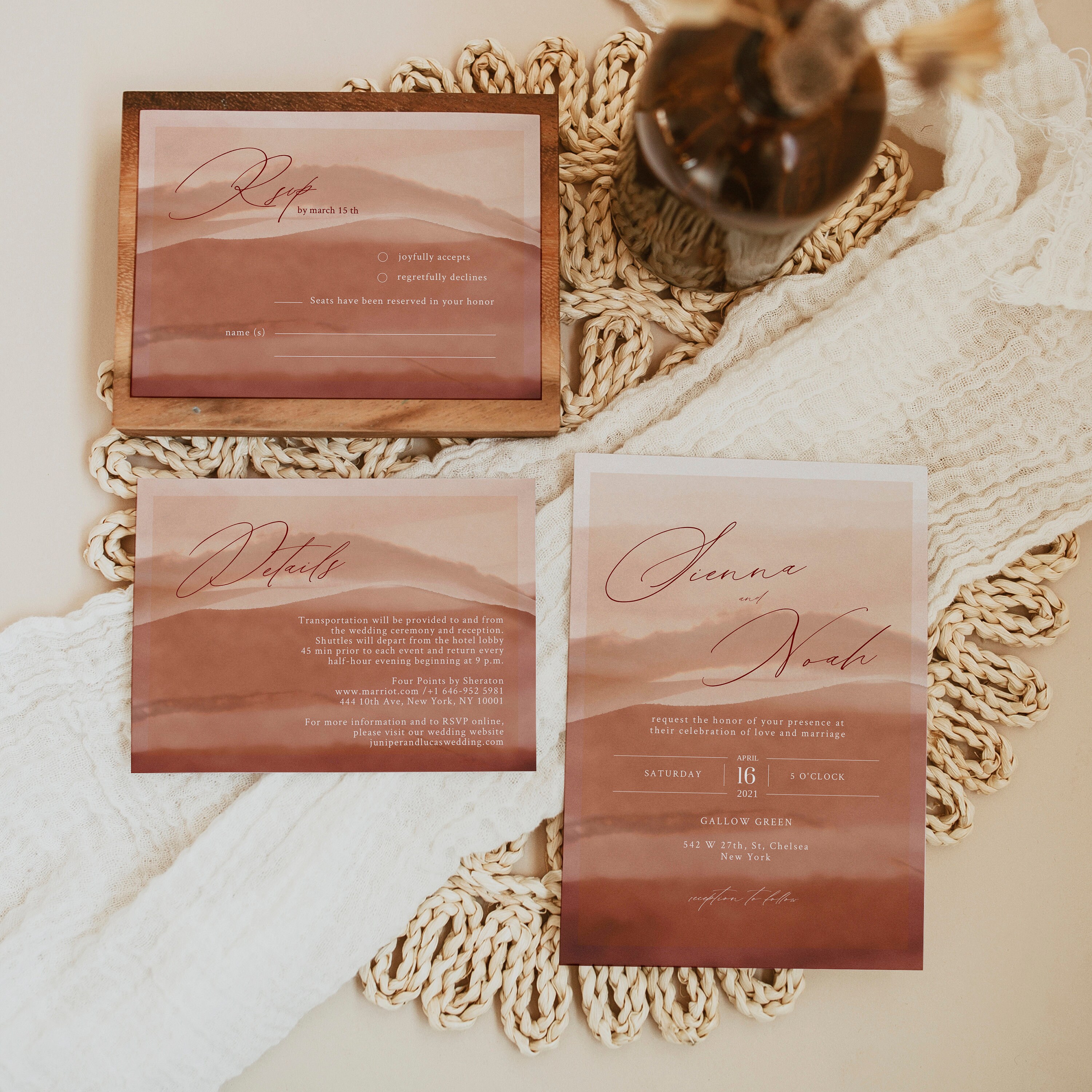 SIENNA Burnt Orange Wedding Invitation Template Terracotta | Etsy