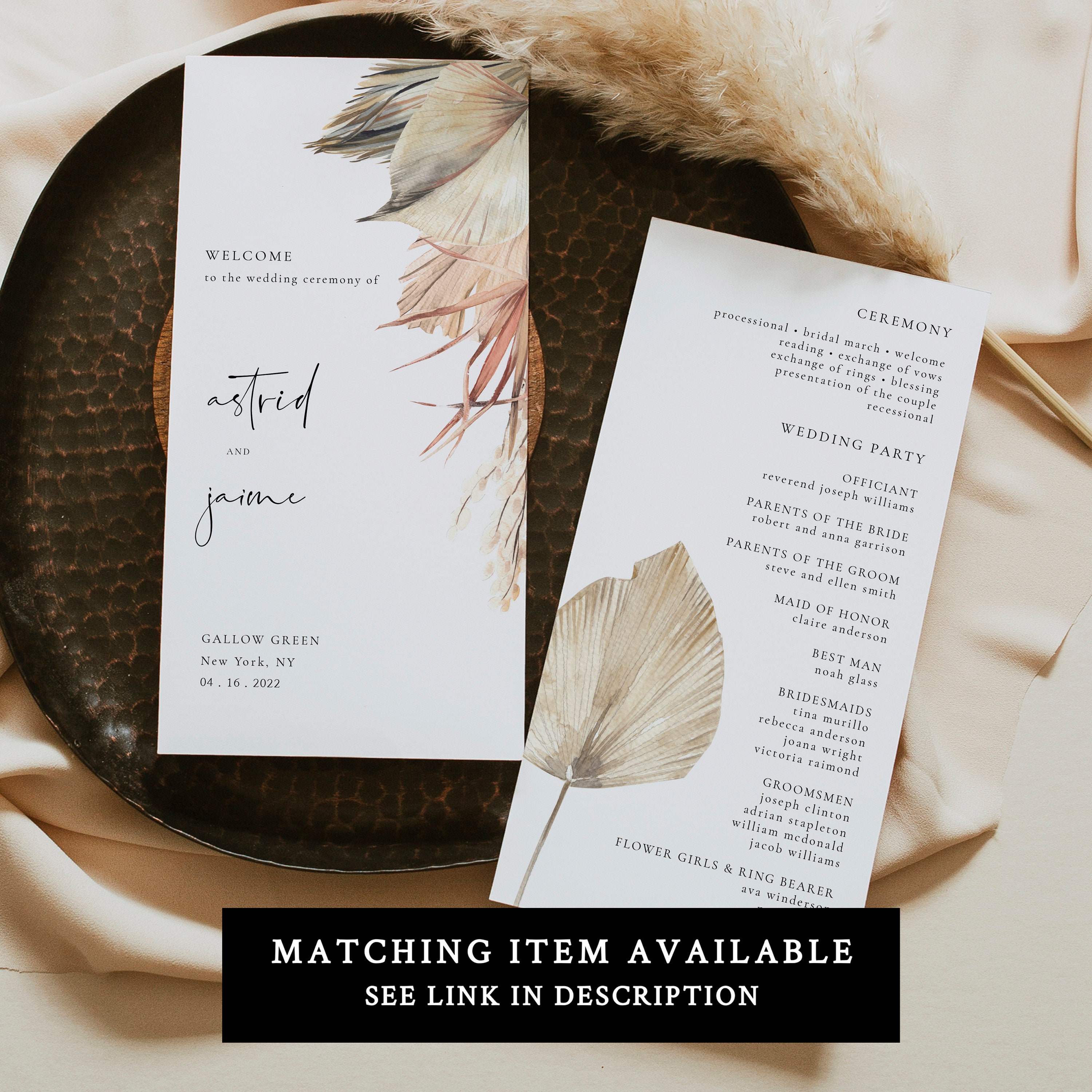 Boho Wedding Signature Cocktails Sign Template Pampas Grass - Etsy