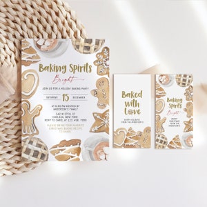 Christmas Baking Invitation, Christmas Party Invitation, Editable ...