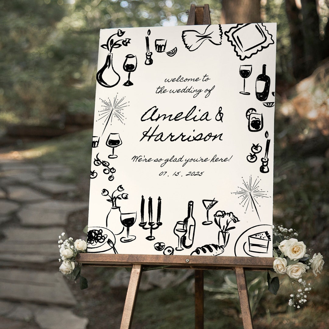 AMELIA - Hand Drawn Welcome Sign Template, Editable Handwritten Welcome ...