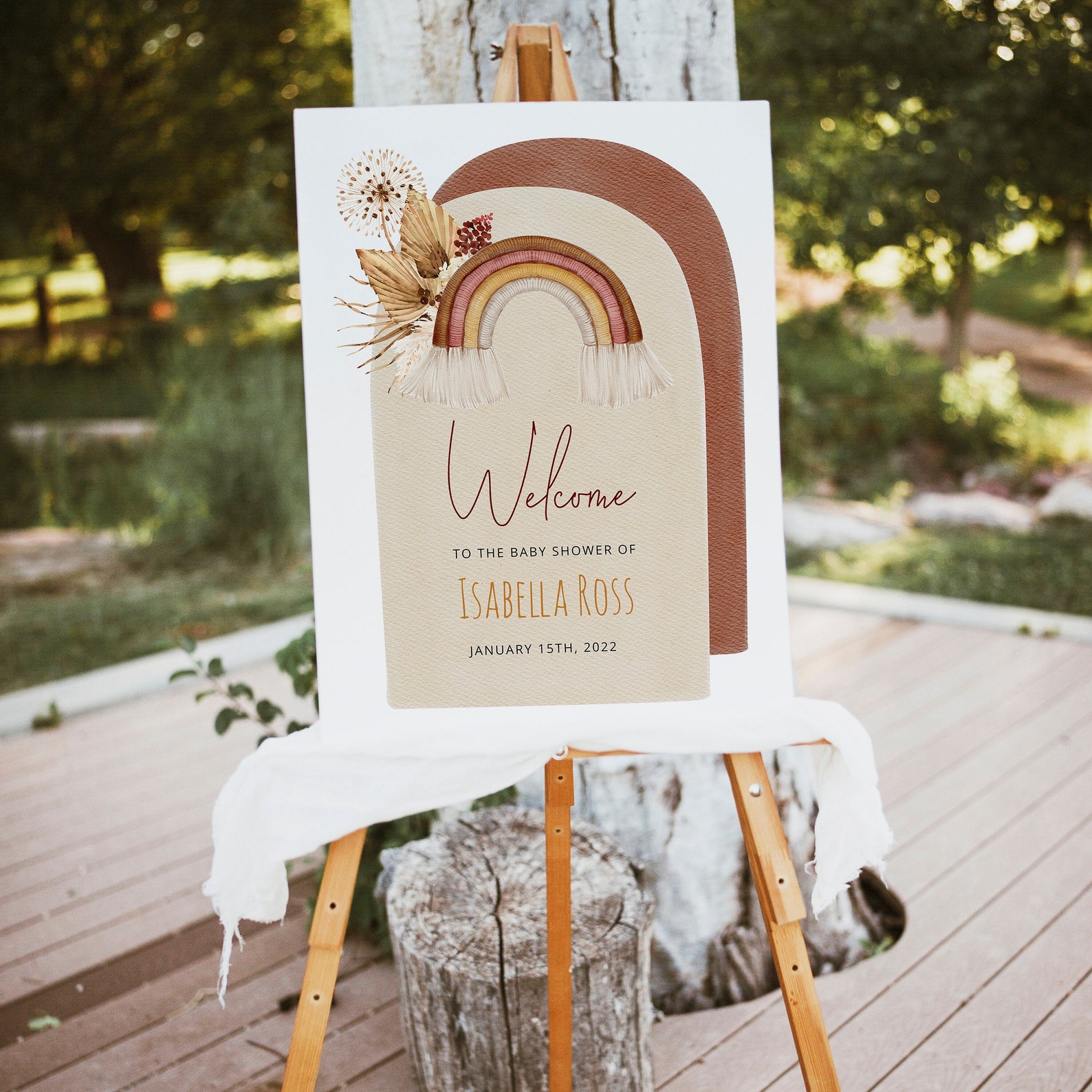 ZIGGY - Boho Rainbow Baby Shower Welcome Sign Template, Editable ...