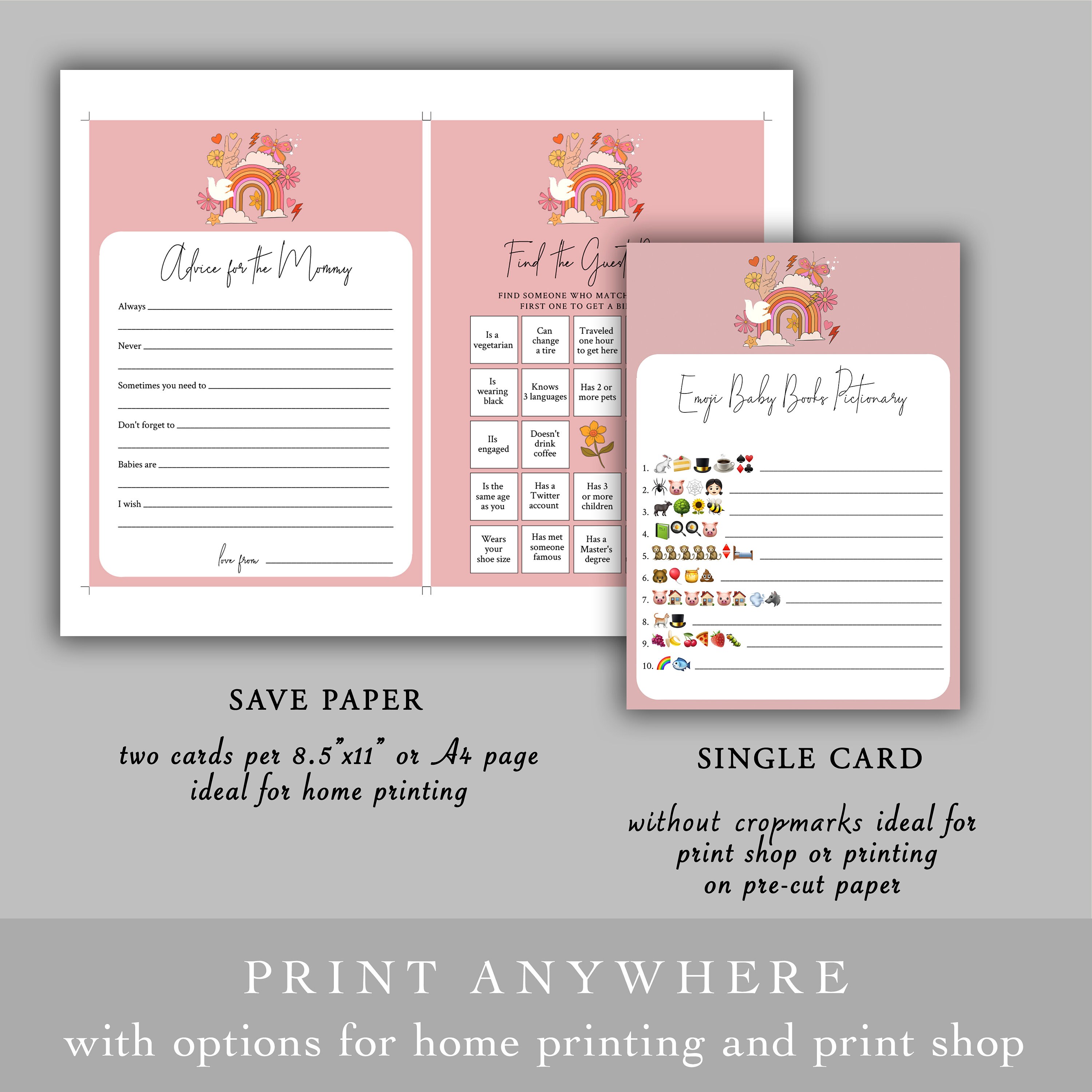 SURI - Retro Baby Shower Editable Games Bundle, Peace & Love Baby ...