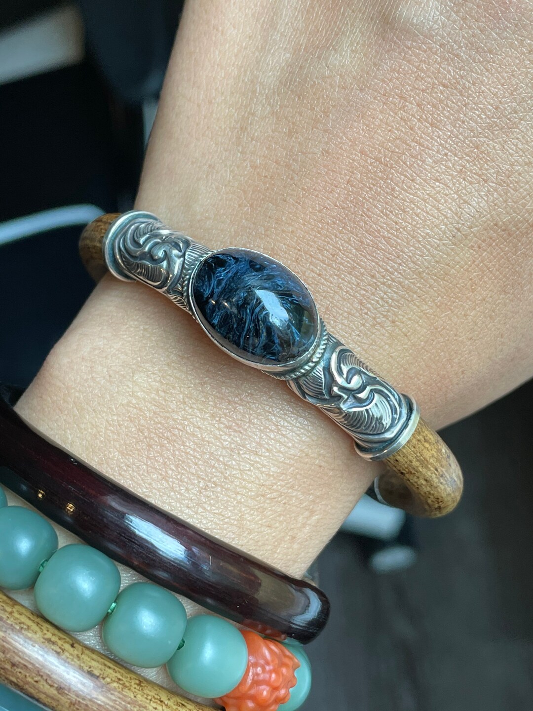 925 Silver Suberect Spatholobus Stem Sets With Pietersite - Etsy