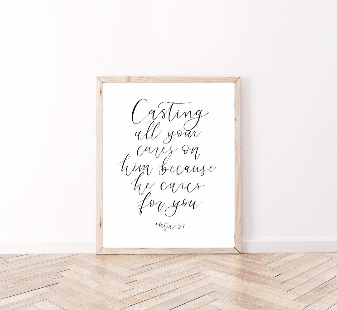 Casting All Your Cares on Him, 1peter 5:7, Bible Wall Art Printable, - Etsy
