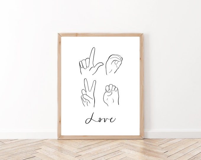 ASL Art, Sign Language Wall Art, Deaf Art, CODA - Etsy