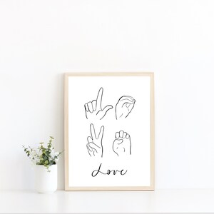 ASL Art, Sign Language Wall Art, Deaf Art, CODA - Etsy