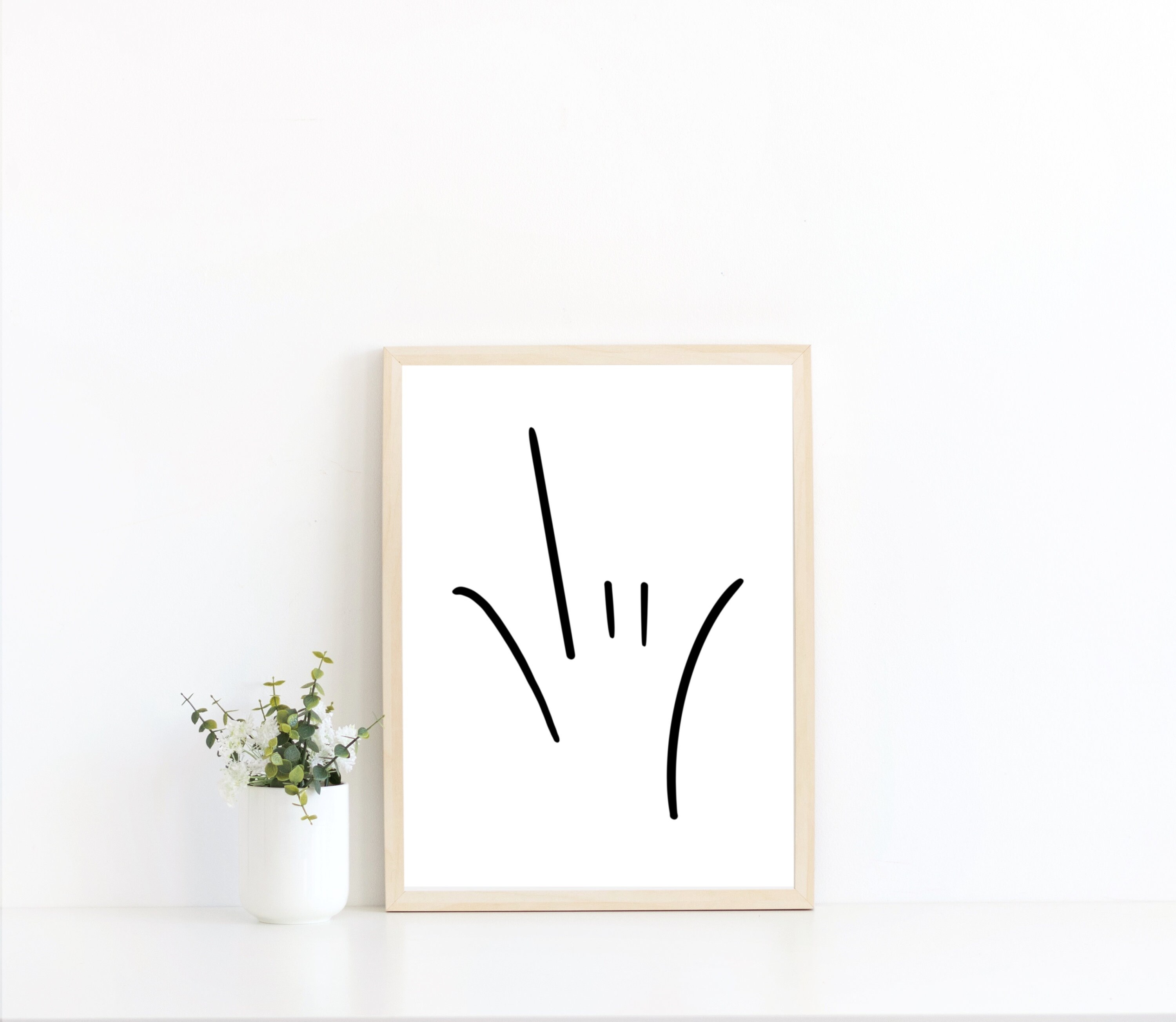 I Love You ASL Line Art Sign Language Wall Art Deaf Art - Etsy