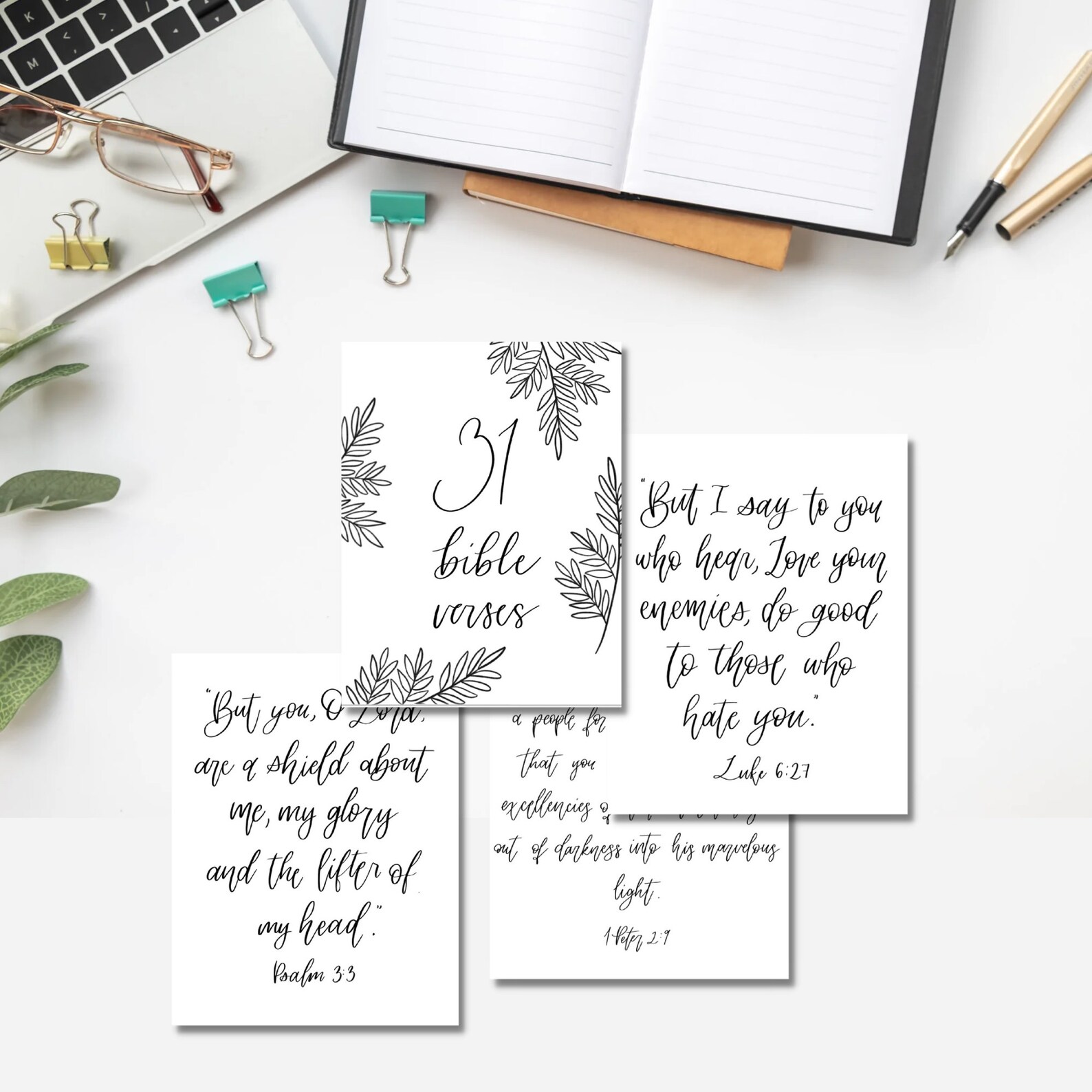 Bible Verse Cards, Printable Scripture Cards, Pack of 31 - Etsy