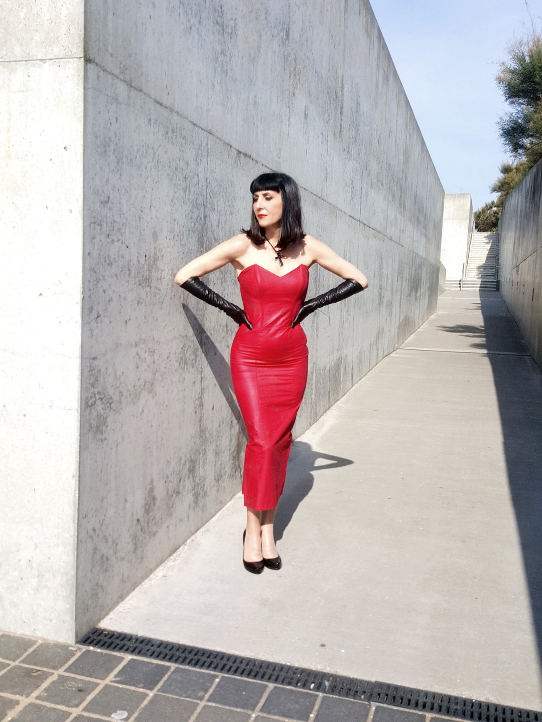 Vintage 80s Sarah Whitworth Fuchsia Spiderweb Dress: Goth Club Shirred ...