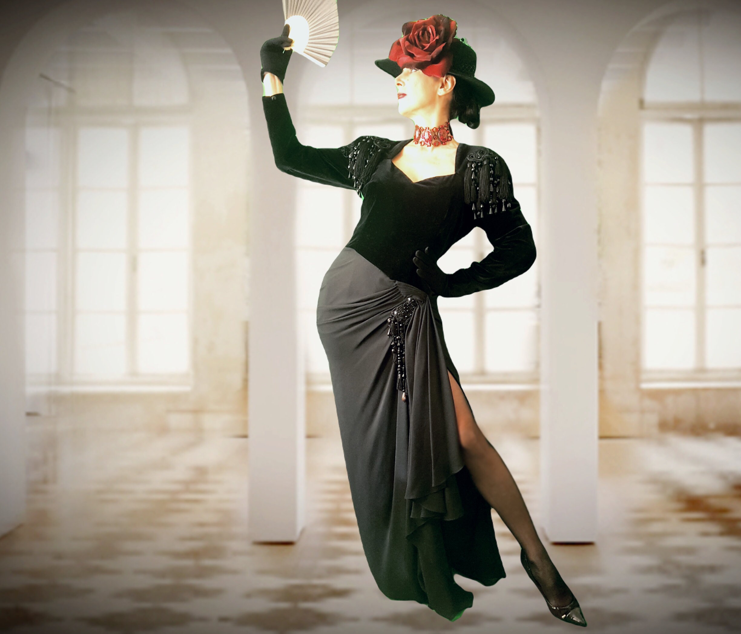 Vintage 1980s Isabelle Allard Haute Gothic Couture Gown Flamenco Tango ...