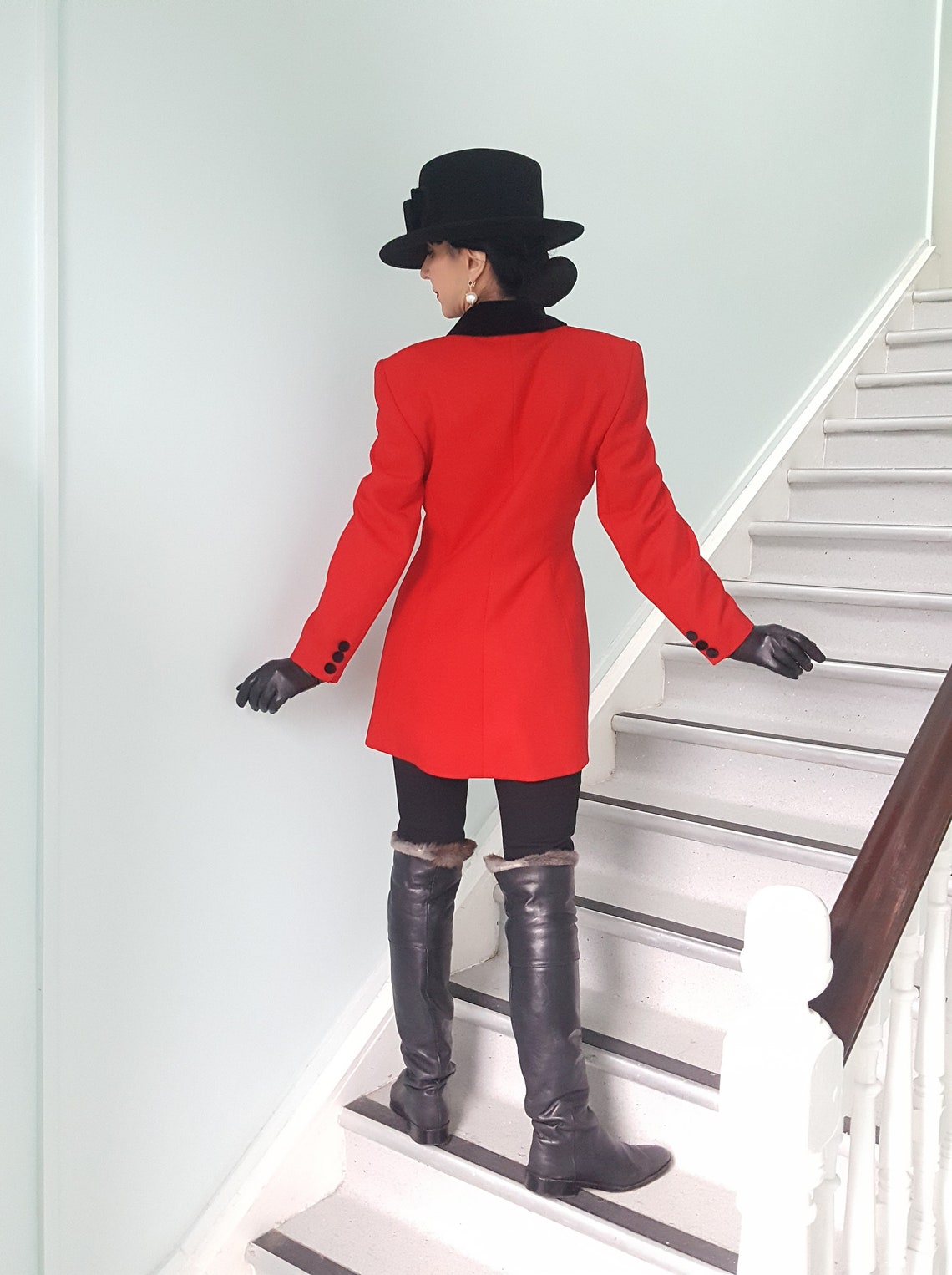 Vintage Mansfield Equestrian Inspired Red Wool Jacket | Etsy