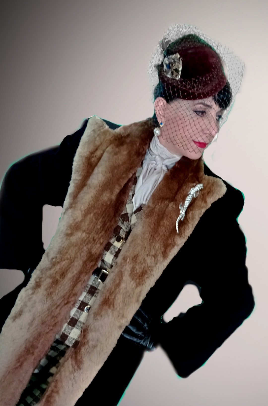 Vintage 1940s Neiman Marcus Cashmere Wool Twill Coat Sheared Beaver Fur ...