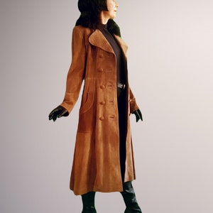 Vintage Beautiful Quality Suede & Sheepskin Fur Collar Double Breasted ...