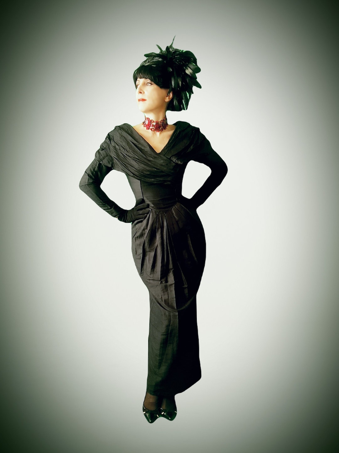Beautiful Vintage 1980s English Gothic Romance in Black Raw Silk by ...
