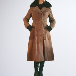 Vintage Beautiful Quality Suede & Sheepskin Fur Collar Double Breasted ...