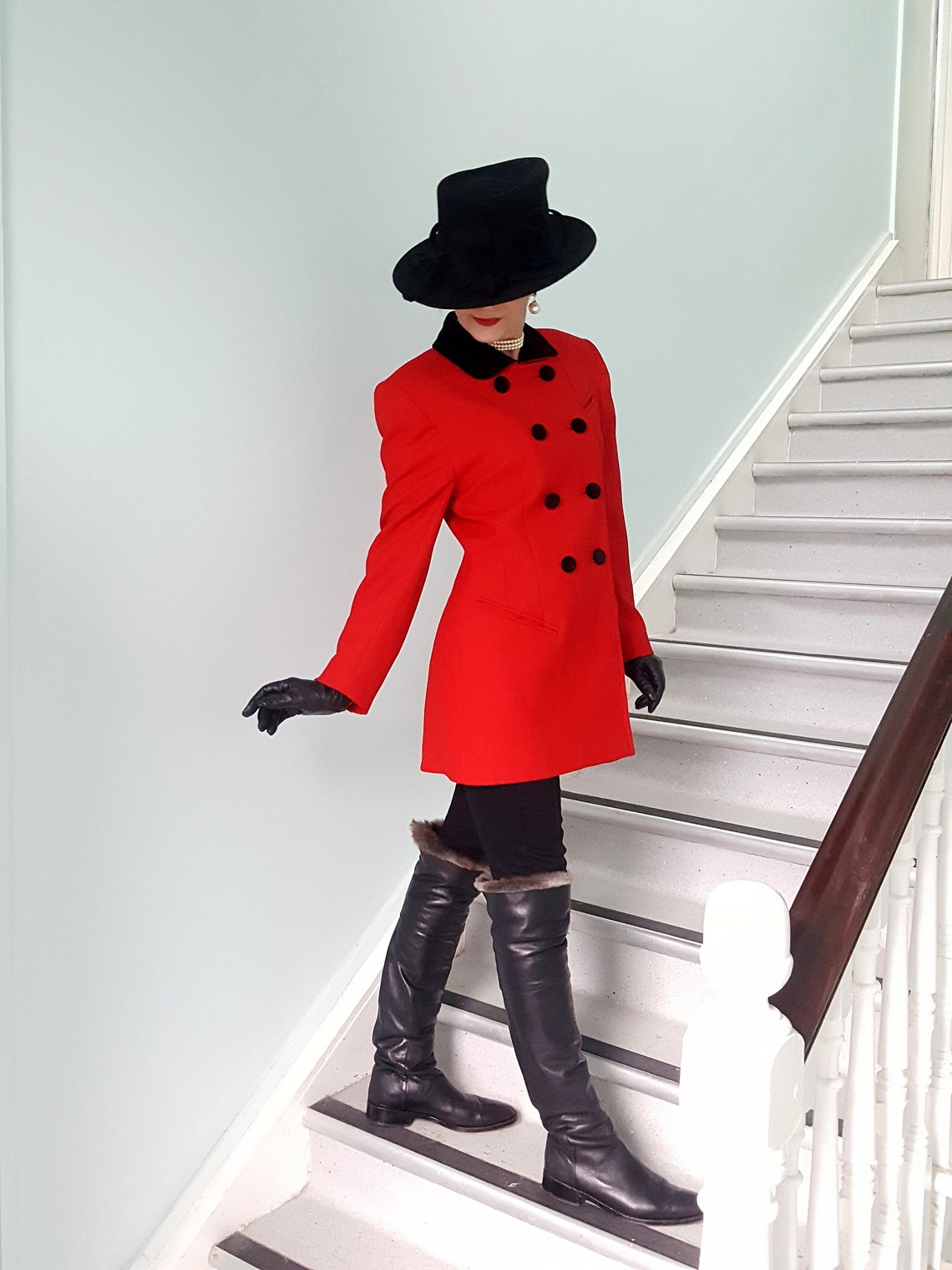 Vintage Mansfield Equestrian Inspired Red Wool Jacket | Etsy