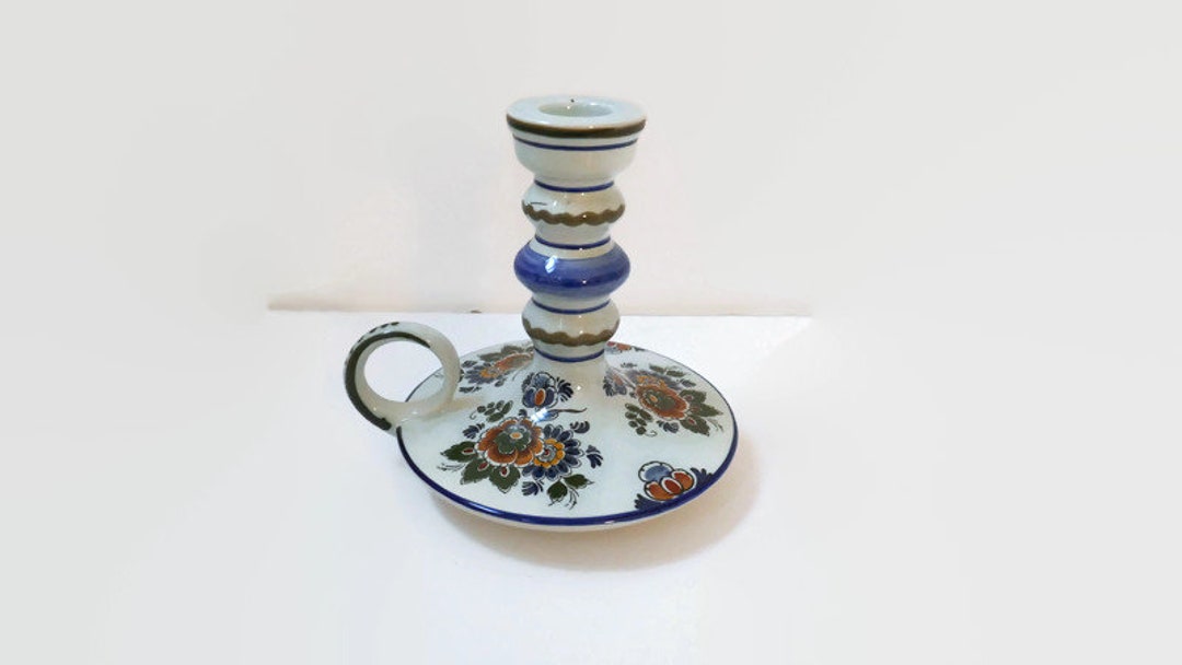 Vintage Delft Porcelain Candle Holder - Etsy