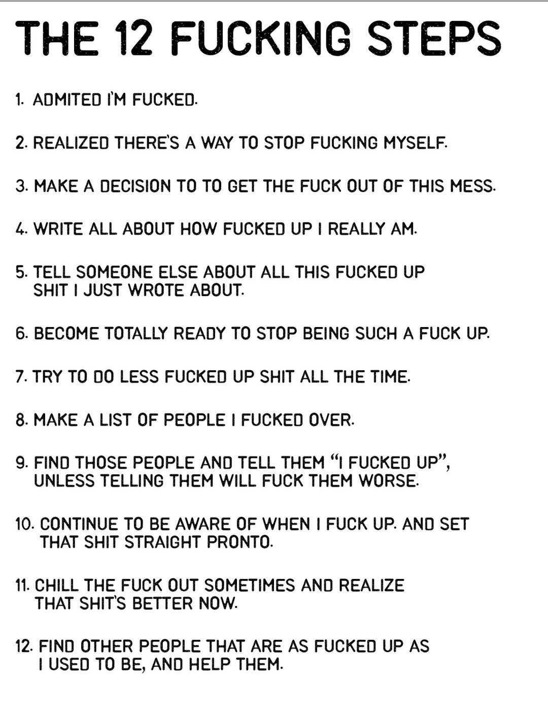 The 12 Fucking Steps Herunterladbare Verdammt Humorvolle Etsyde