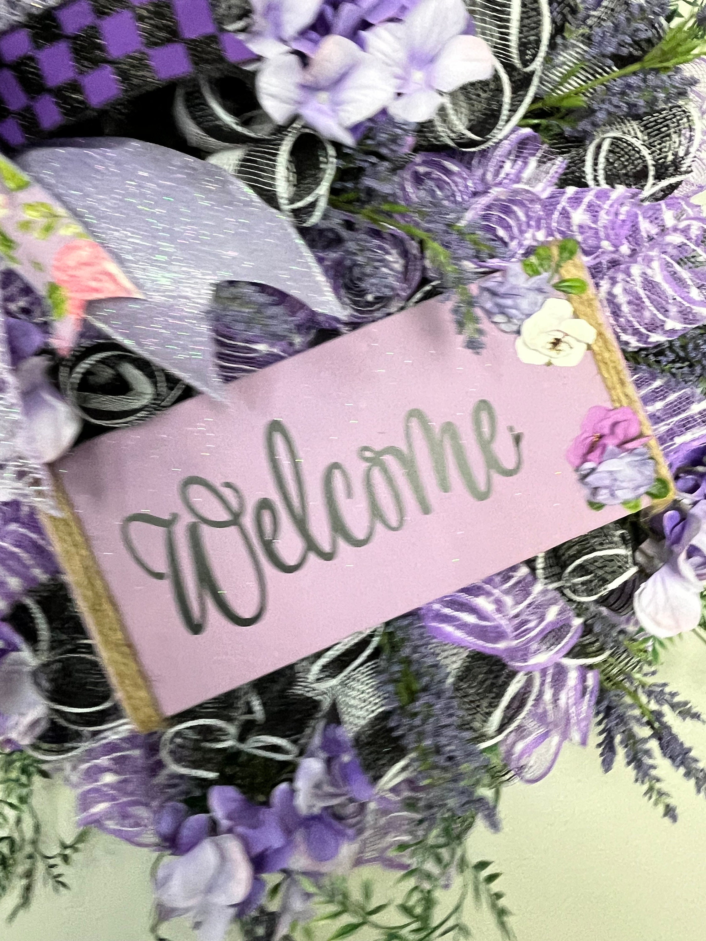 Purple Deco Mesh Wreath, Spring Wreath, Mothers Day Gift, Deco Mesh ...