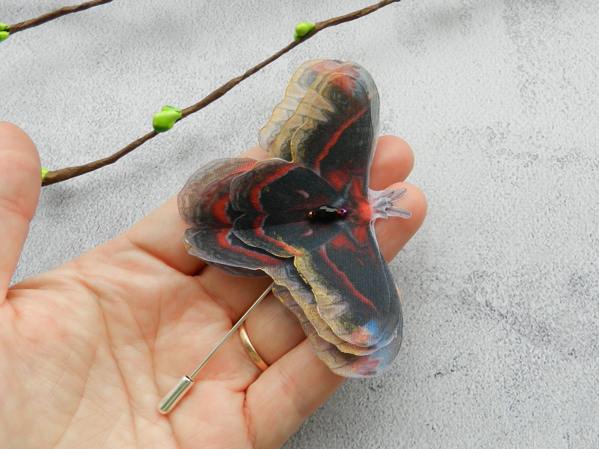 Death head moth pin brooch silk hair accessories | Etsy