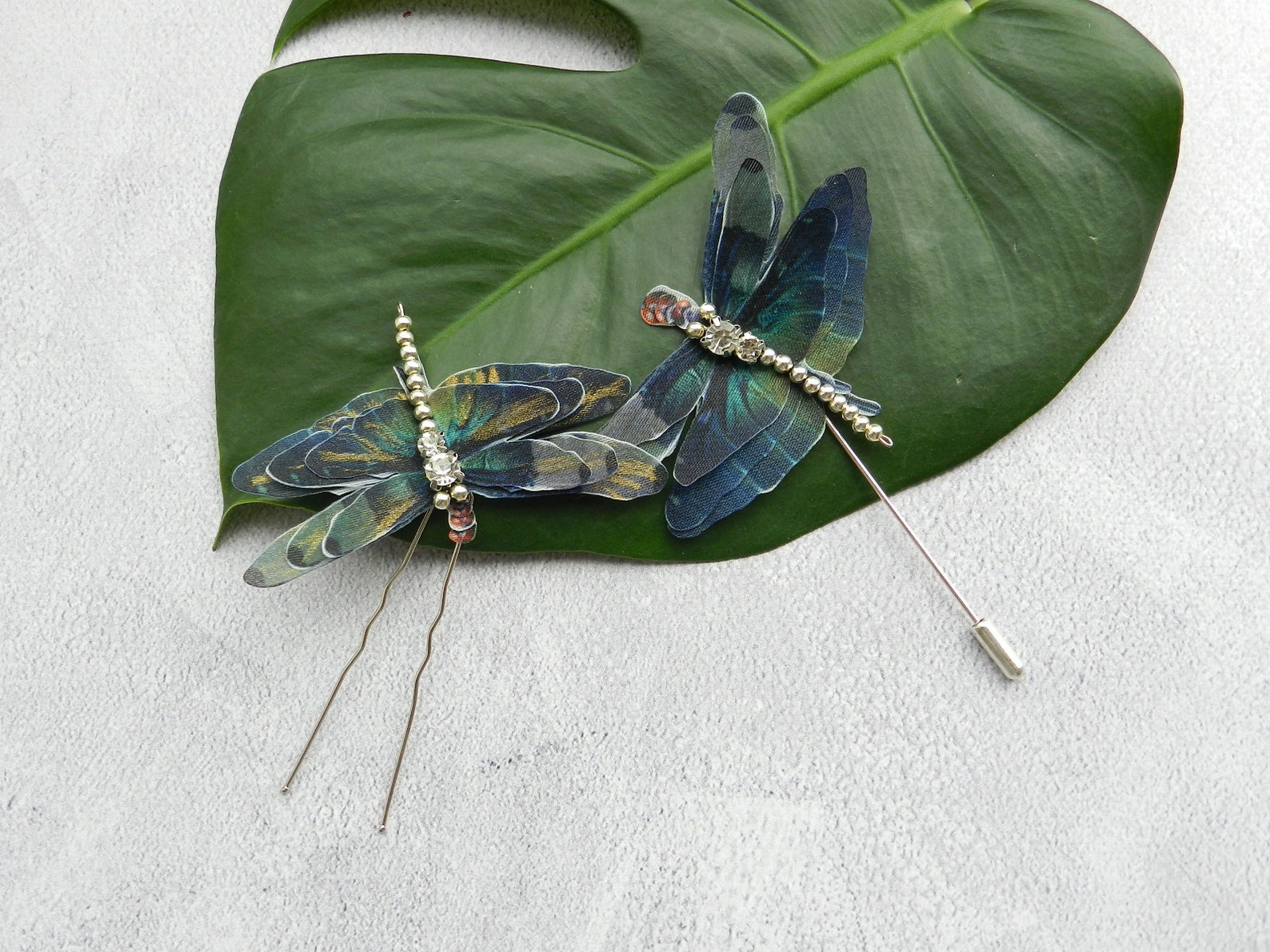 Silk Dragonfly Lapel Pin Brooch Dragonfly Hair Pin With | Etsy