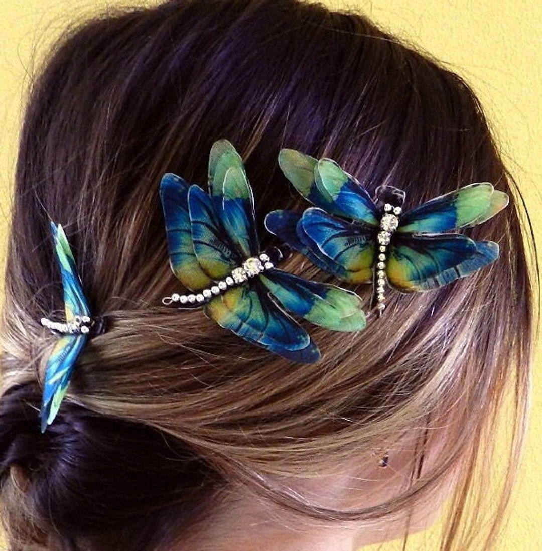 Bright Green Silk Dragonfly Lapel Pin Brooch Handmade Silk Dragonfly ...