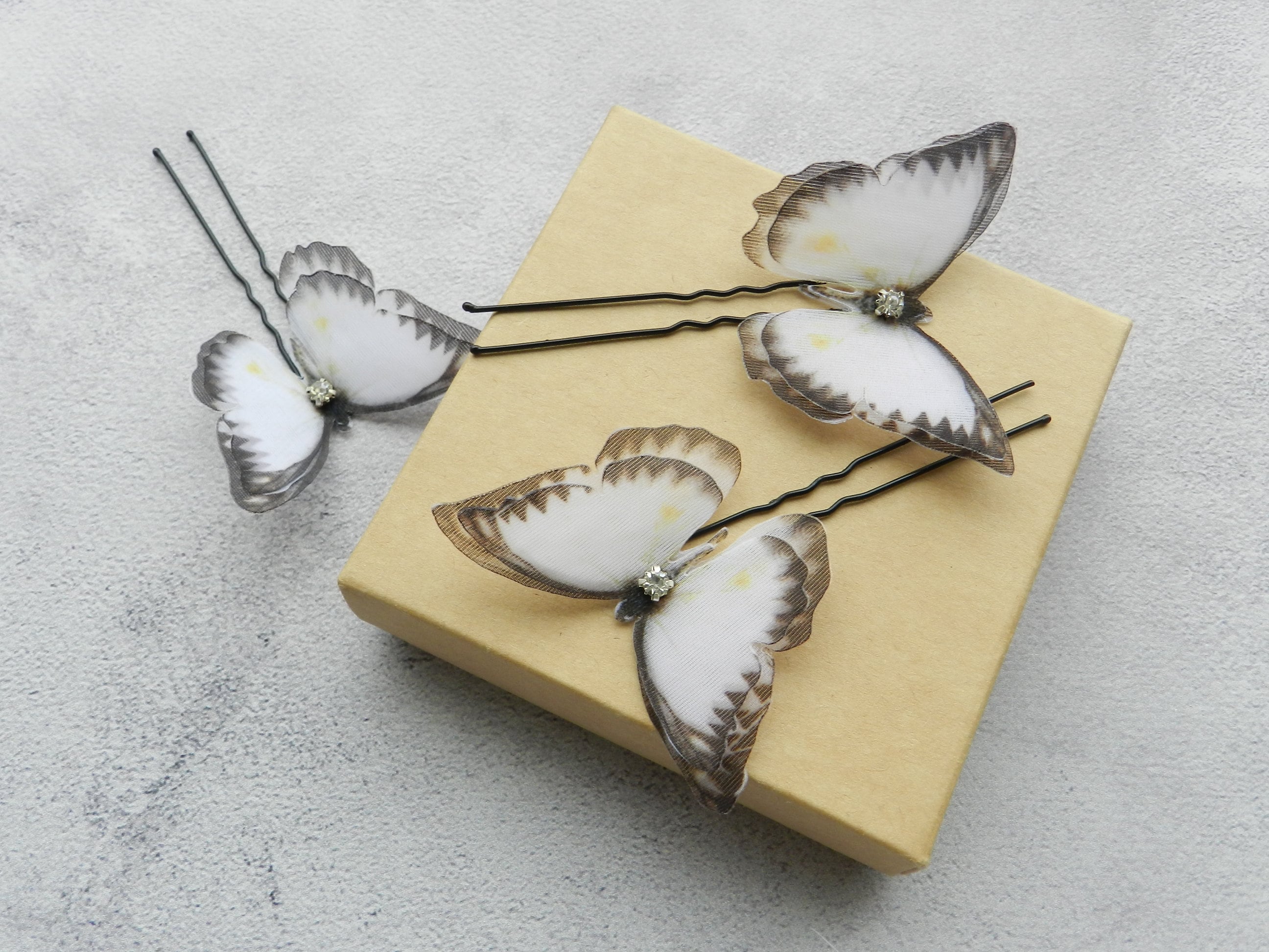 Silk Butterflies Hair Pins With Double-layer Wings Girl Hair ...
