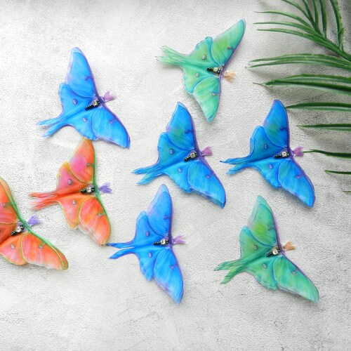 Silk Luna Moth Hair Clips With 3d Double-layer Wings Hair - Etsy