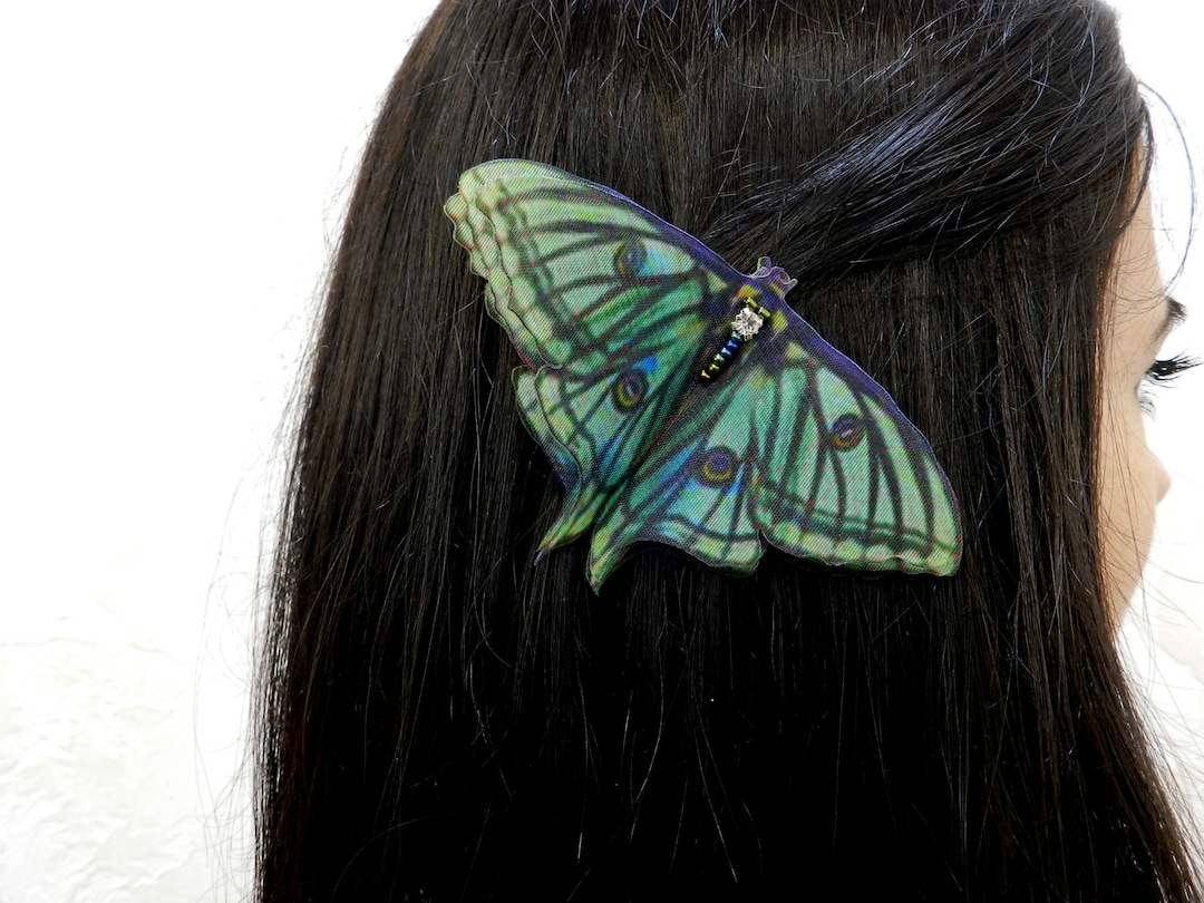 Silk Luna Moth Butterfly Hair Clips Lapel Pins Brooch Hair Accessories ...