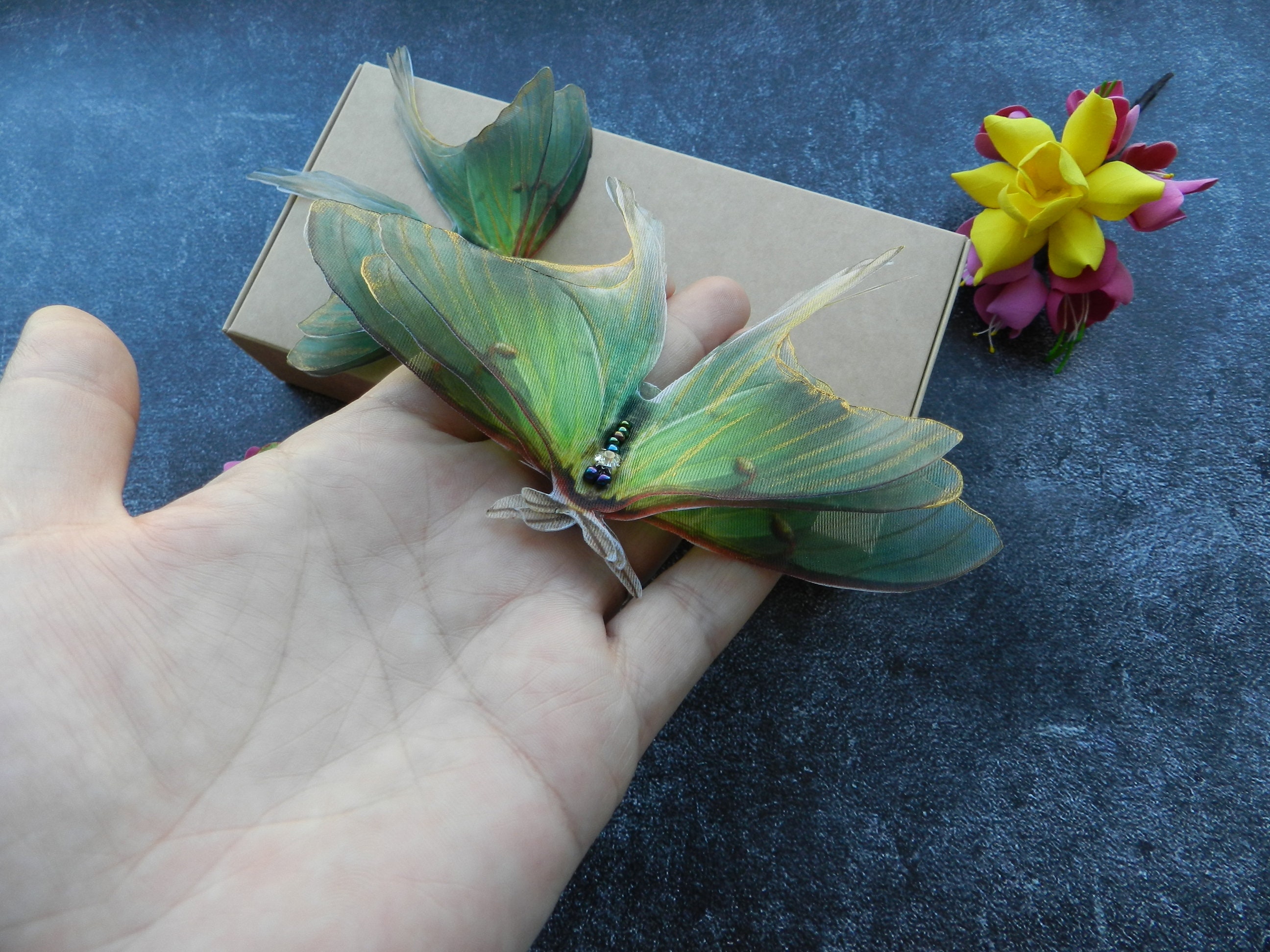 Silk Luna Moth Extra Large Lapel Pin Brooch 3d Three-layered - Etsy UK