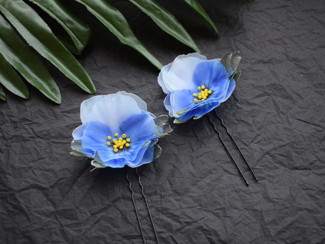 Pansies Blue Silk Hair Pins or Brooch Lapel Pin - Spring Nature ...