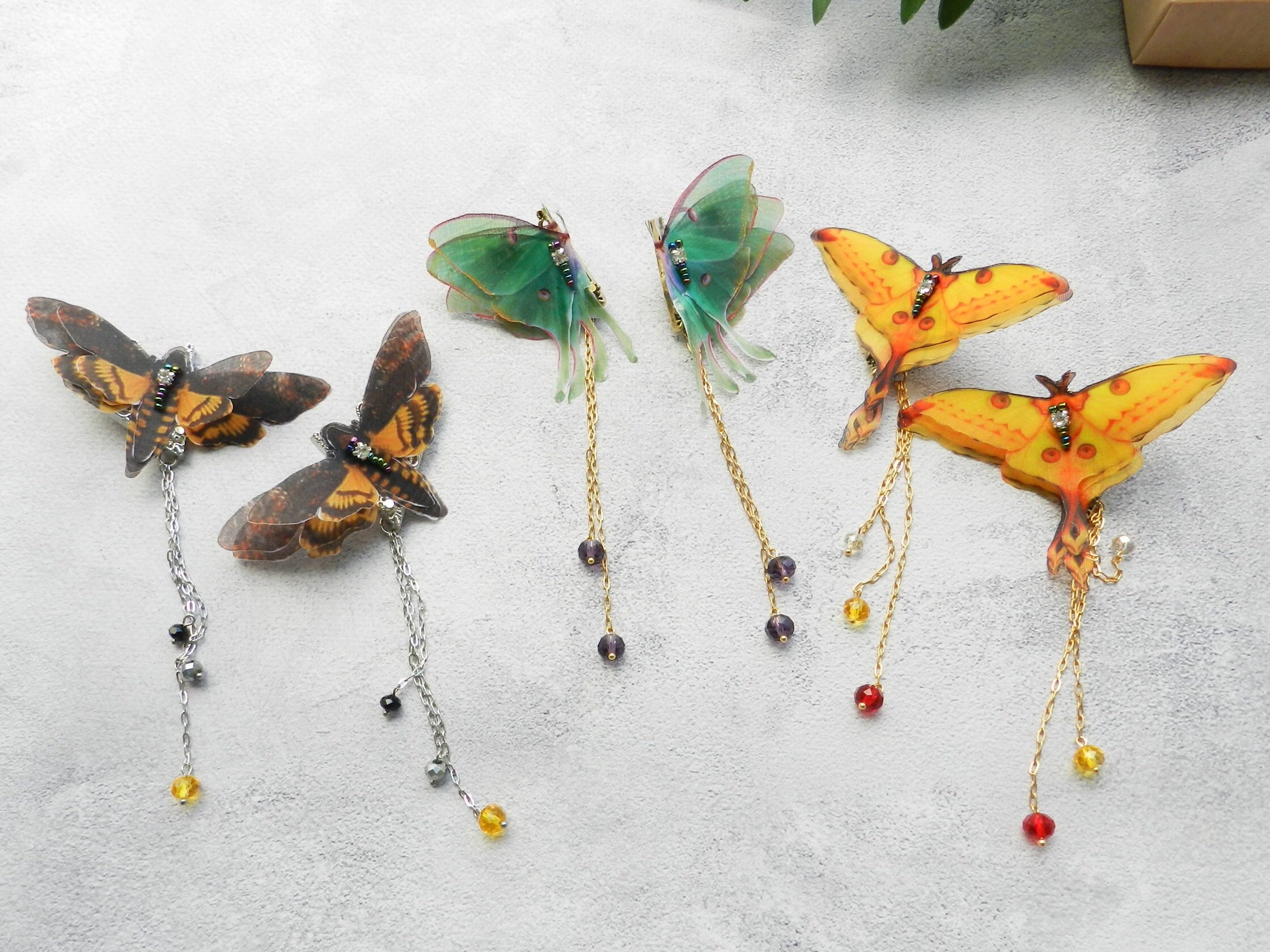 Silk Moth Butterfly Collar Clip Pins With Chains Collar - Etsy
