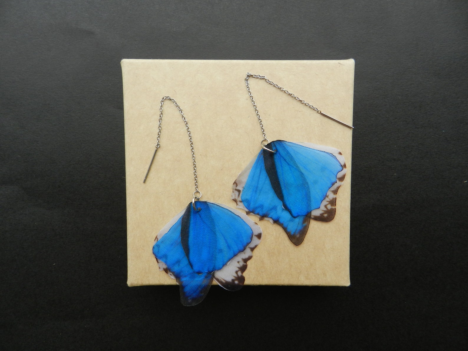 Silk Butterfly Moving Wings Threader Earrings Dangle and - Etsy