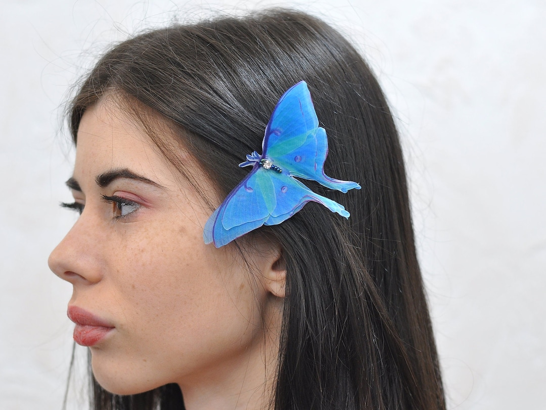Silk Luna Moth Hair Clips With 3d Layered Wings - Hair Accessories for ...