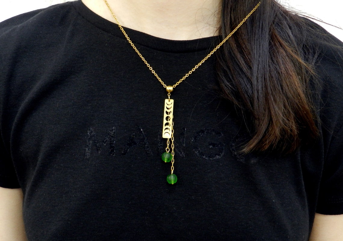 Golden Moon Phase Luna Moth Earrings With Pendant Necklace and Big Luna ...