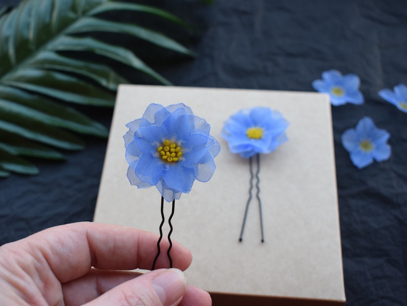 Gentle Forget Me Not Blue Silk Hair Pins - Spring Nature Inspired ...