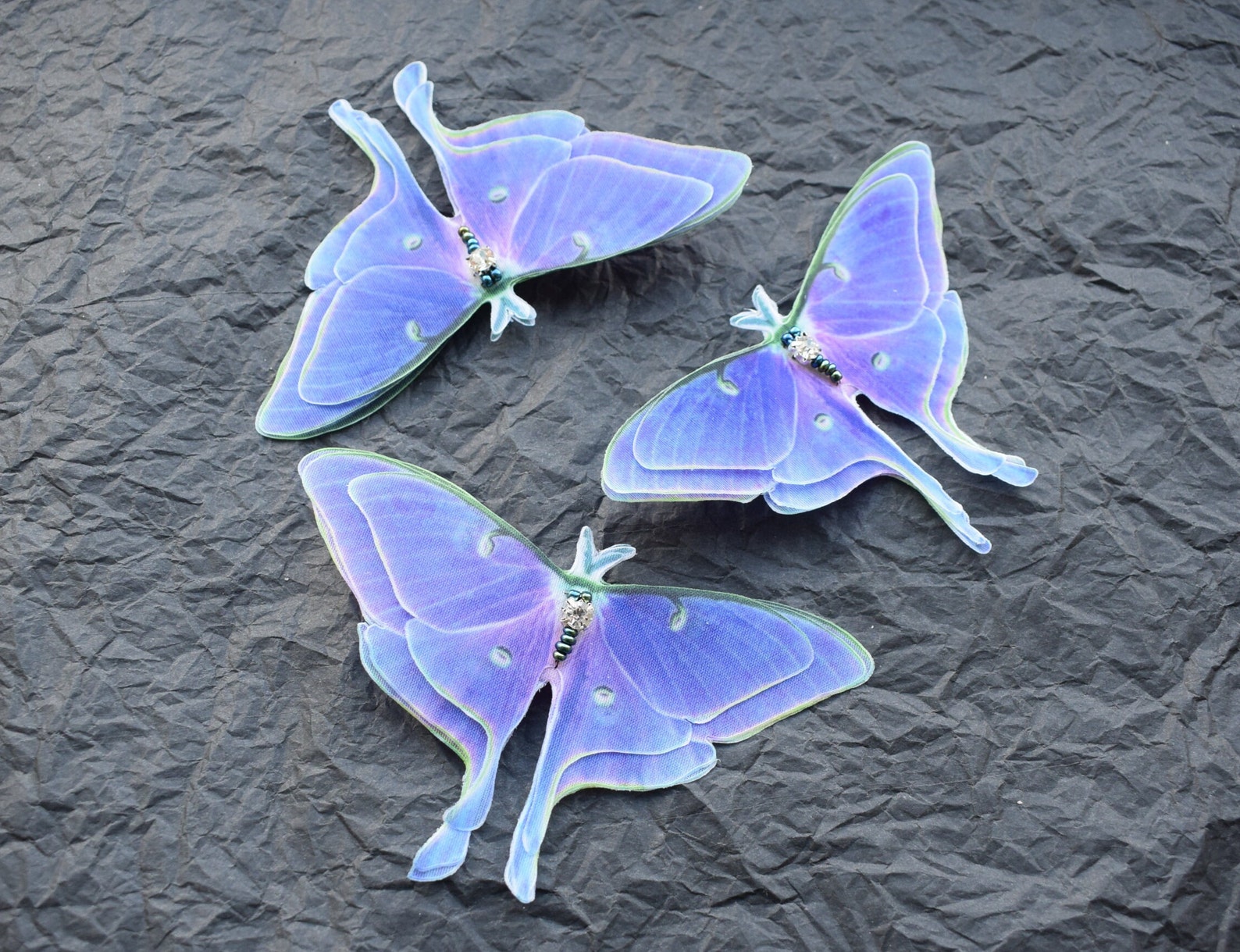 Silk Purple Luna Moth Hair Clips With 3d Wings Hair Jewelry for Women ...