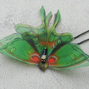 Luna Moth Silk Brooch Lapel Pin or Hair Clips With Rhinestone - Etsy