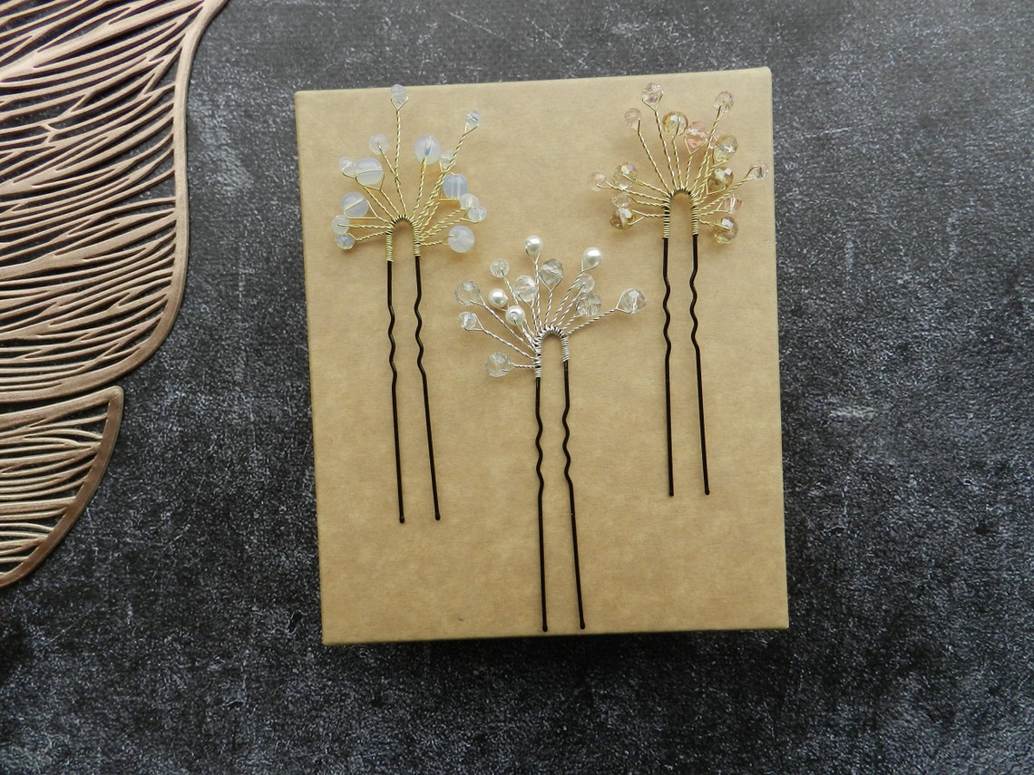 Silk Luna Moth Butterflies Hair Pins With Crystals Hair - Etsy