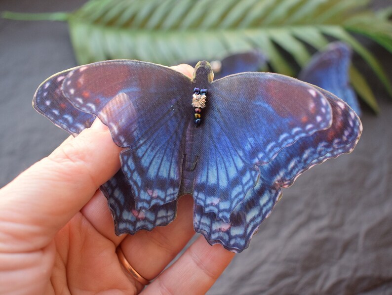 Red-spotted Purple Butterfly Silk Bright Blue Hair Clips Pins - Etsy