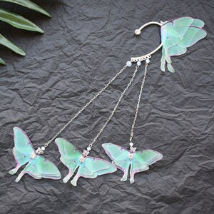 Luna Moth Ear Cuff No Piercing Butterflies Silk Long Ear Climber ...
