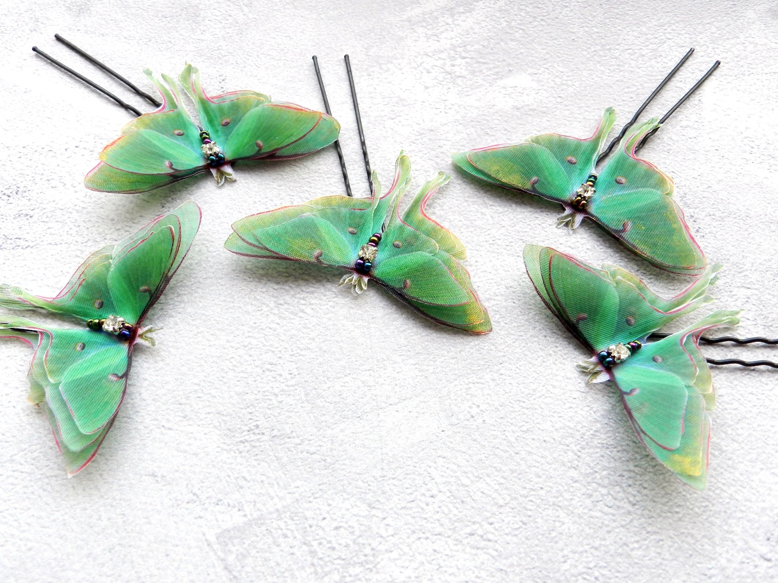 Purple Luna Moth Hair Pins Layered Wings Silk Butterfly Hair - Etsy